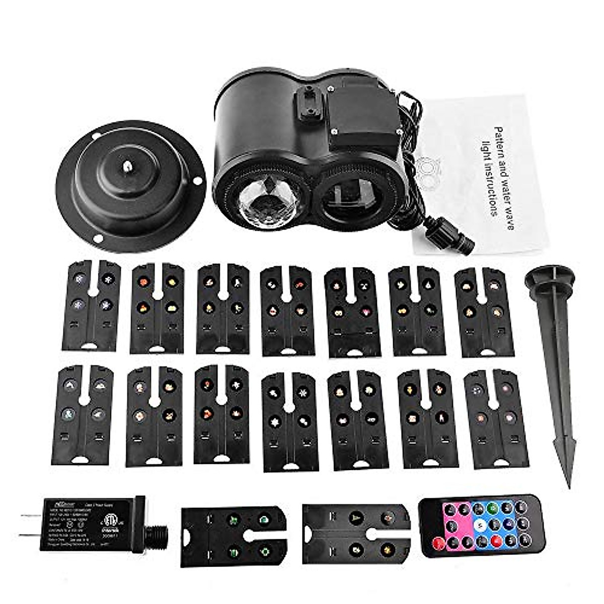 Christmas Projector Lights, LED Projection Light, 2 in 1 Water Wave Projector Light with 16 Switchable Patterns,Waterproof Landscape Light Show for Celebration Halloween Birthday and Party Decoration