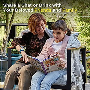 EAST OAK Courtyard Patio Furniture Set, 4-Piece Outdoor Patio Set with Sofa, Removable & Washable Deep Seating Cushion, Tempered Glass Table, Outside Patio Conversation Sets, Black & Grey