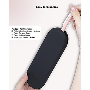 Hitseon Silicone Pencil Case Aesthetic, Soft Magnetic Portable Pen Case for Pencil Tools Organizer, Durable Easy to Clean Pencil Box for Boys Girls Adults School Office (Black)