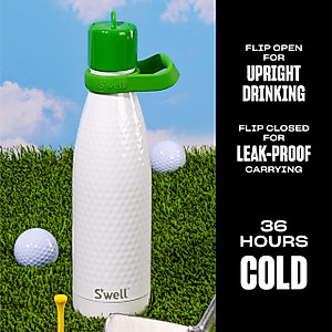 S'well Stainless Steel Water Bottle with Flip Straw Cap and Handle, 17oz, Hole In One, Triple Layered Vacuum Insulated Containers Keeps Drinks Cold for 36 Hours and Hot for 10, Perfect for On the Go