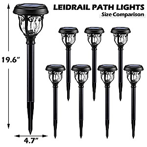 LeiDrail Solar Pathway Lights Outdoor with Glass Stainless Steel 2 Modes Bright Landscape Lighting Waterproof Cool White/Warm White for Yard Garden Sidewalk Lawn Driveway (8 Pack)