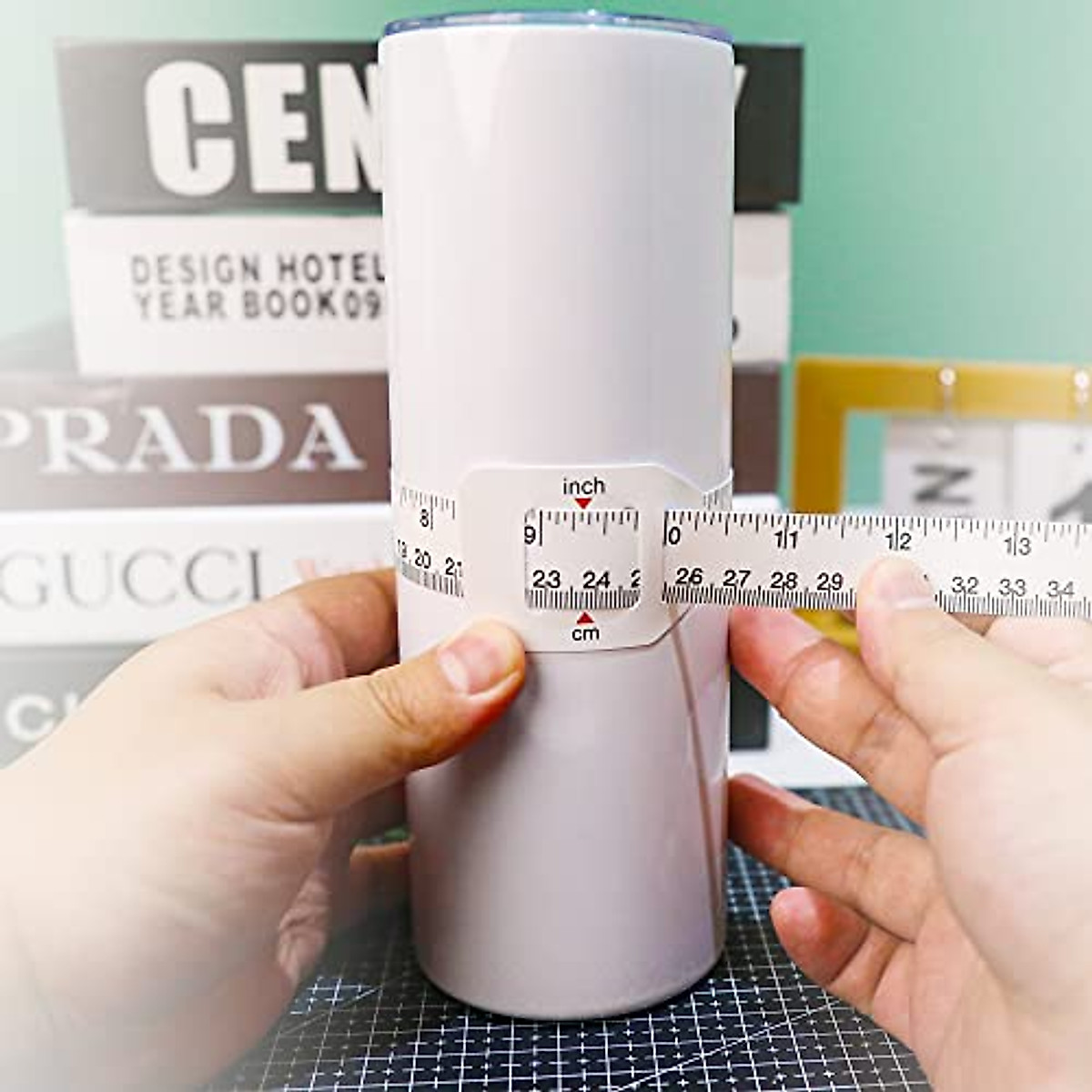 Laosh 3PCS Sublimation Tumblers Tool Kits with Tumblers Width Measurer, Heat Gloves, Mini Squeegee, Use for Heat Press Sublimation Blanks Tumblers Skinny Straight Cup