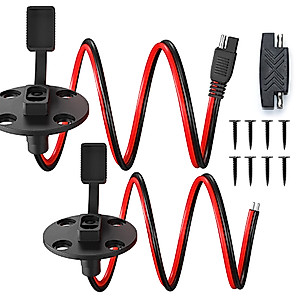 OYMSAE SAE Power Socket Sidewall Port Quick Connect Solar Panel Flush Mount Connector Plug Cable 12AWG SAE Connector Cable with 8 Screws for Solar Generator Battery Charger (2 Pack)