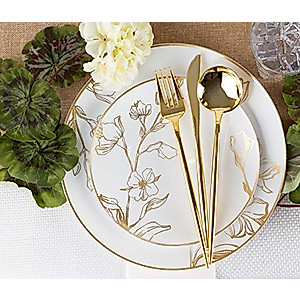 Novelty Modern Flatware, Cutlery, Disposable Plastic Dinner forks Luxury Gold 64 Count