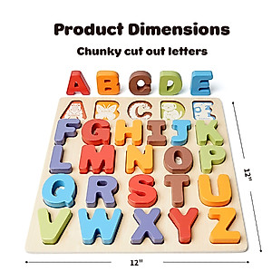 KIPPTO Wooden Alphabet Puzzles. Free Augmented Reality App, Favorite A-Z Animal Imprints with AR Makes Learning Interactive and Fun for Kids. Preschool Montessori Educational Toys 2-4 Years Old.