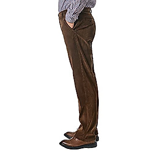 Alimens & Gentle Men's Corduroy Straight Fit Flat Front Casual Pant-Brown 02, 38W x 30L
