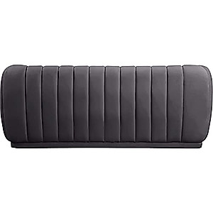 Meridian Furniture 674Grey-S Dixie Collection Modern | Contemporary Velvet Upholstered Sofa with Deep Channel Tufting, 84" W x 37" D x 32.5" H, Grey
