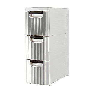 Storage Drawer Rolling Cart Organizer and Storage,Plastic Unit on Wheels Narrow Slim Bathroom Storage Cabinet Organizer (3-Tiers)