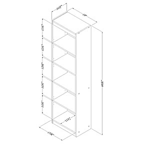 South Shore Axess 5-Shelf Narrow Bookcase, Chocolate