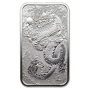 2024 P 1 Troy Ounce Australian Silver Dragon Rectangular Bar Coins Brilliant Uncirculated with Certificates of Authenticity $1 Seller BU