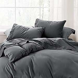 BEDSURE Queen Sheet Set - Soft 1800 Sheets for Queen Size Bed, 4 Pieces Hotel Luxury Grey Queen Sheets, Easy Care Polyester Microfiber Cooling Bed Sheet Set