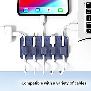 Cable Holder Cord Organizer Magnetic Multipurpose Desk Cable Keeper SHEEAST Cable Management 5 Clips for USB C Cables, Micro Cables, Sticks to Wood Marble Metal Glass, Blue 2 Pack