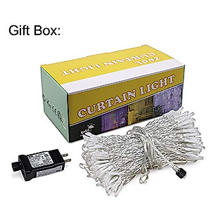HEYFUNi Fiee Curtain Lights,13ftx6.5ft Safety Window Curtain Icicle String Lights 30V 8 Modes for Christmas Wedding Party Home Garden Bedroom Outdoor Indoor Wall Decorations,White
