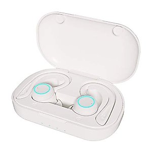 APEKX True Wireless Earphones with Charging Case IPX 7 Waterproof Over Ear Bluetooth Headphones Built-in Mic Deep Bass Headset for Sport Running - White