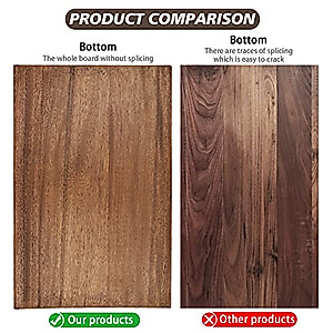 Nunemosk 28x18 inches Large Rectangle Ottoman Table Tray Wooden Solid Rectangle Serving Tray with Handle Black Walnut Platter Decorative Tray, Home Breakfast in Bed, Including 4 Walnut Coaster