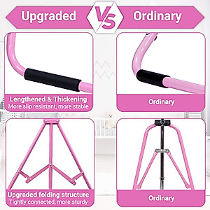 Gymbarpro Gymnastics Bars for Kids, Adjustable Horizontal Bar, Junior Training Bars Folding Monkey Bars for Beginner Practicing Home Kids Gymnastics Equipment for Home (Pink Upgrade)