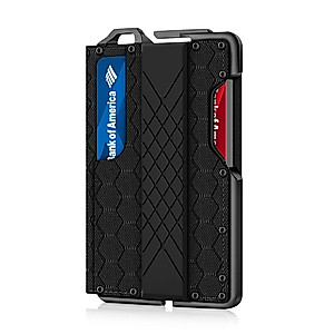 MURADIN Tactical Minimalist Wallet for Men, Slim RFID-Blocking Metal Card Holder, Front Pocket Men’s Leather Dapper Bifold Wallet with Money Clip Grid