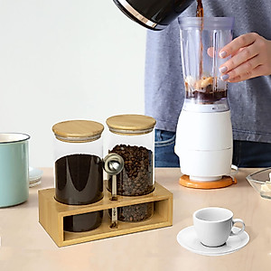 Glass Coffee Containers With Shelf, Coffee Bar Organizer And Accessories, Coffee Jars With Spoon, 2x 49oz Coffee Bean Storage Airtight Sealed Coffee Canister For Coffee Bean, Ground Coffee, Nuts