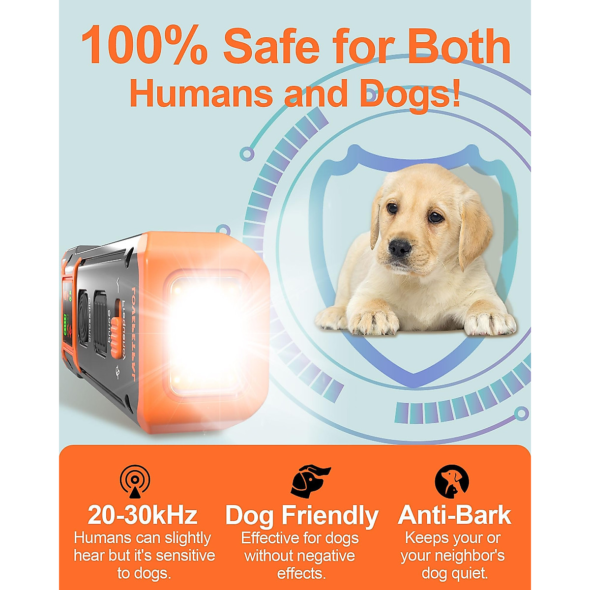 2024 Dog Training Bark Deterrent Device, Anti-Barking Device with HD Display and LED Flashlight for Dogs, Stop Bad Behavior Without Yelling or Swatting, Ultrasonic Stopper Alternative to Shock Collars