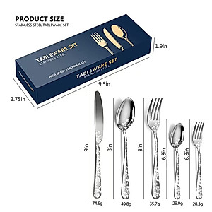 BXNSEN Silverware Set, 20 Piece Stainless Steel Flatware Set, Silverware Set for 4,Mirror Polished Cutlery Set, Tableware Set Includes Knife, Fork, Spoon
