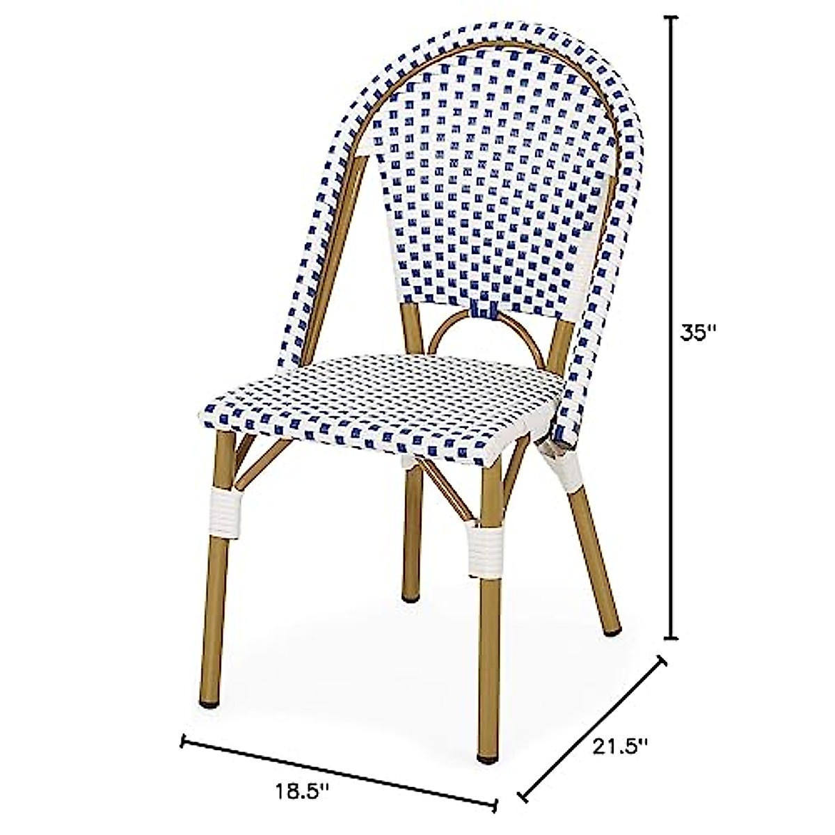 Christopher Knight Home Philomena Outdoor French Bistro Chair (Set of 4), Blue + White + Bamboo Print Finish