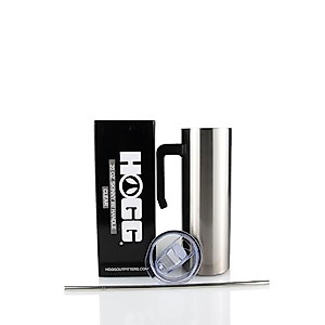 Hogg 20oz Sublimatable Clear Skinny Tumbler with Removable Handle, Lid, and Stainless Steel Straw, DIY, Customizable, Double Wall Insulated Tumblers