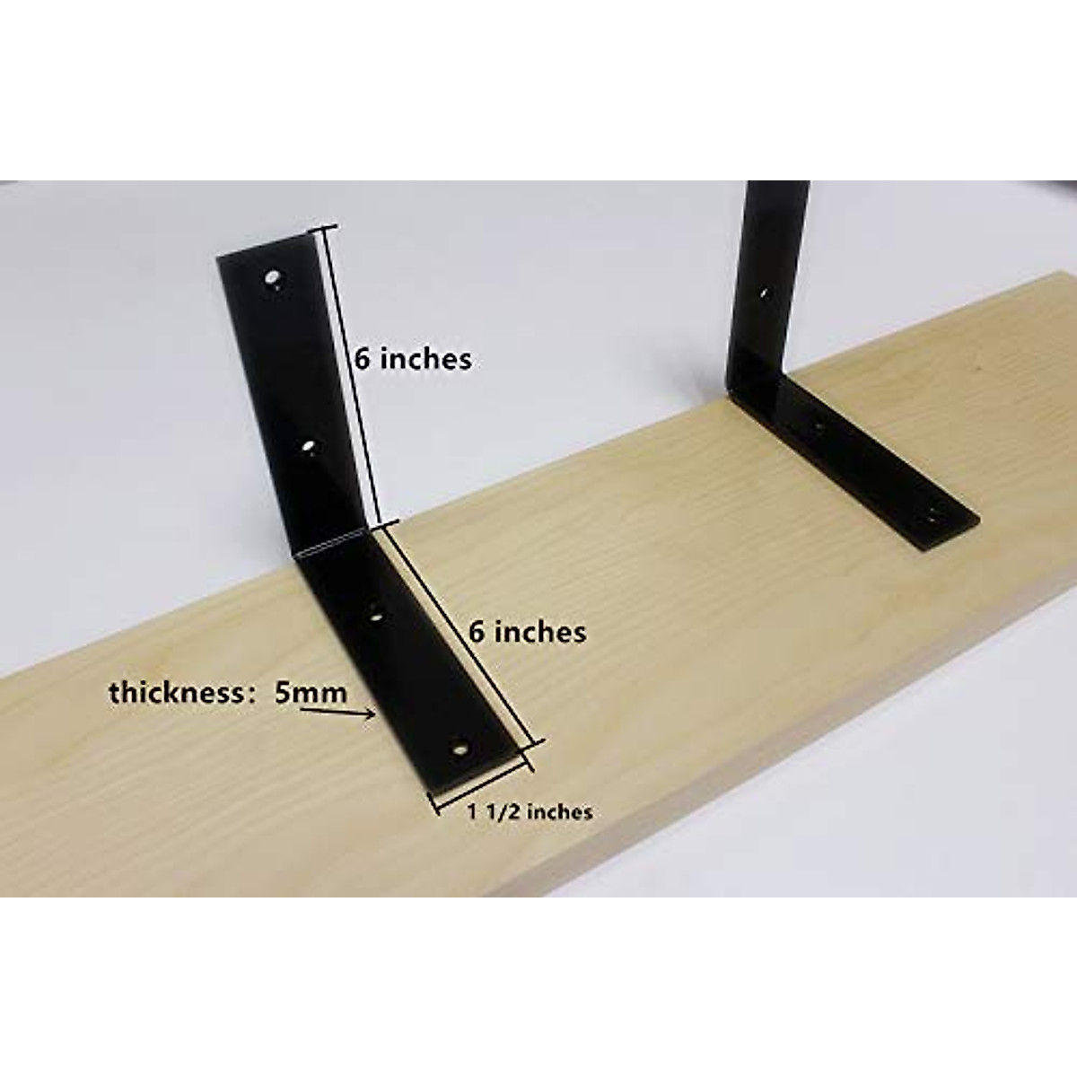 8 PCS L 6" x H 6" x W 1.5", 5mm Thick Heavy Duty Metal Wall Brackets Steel L Bracket for Hanging DIY Storage Or Decorative Shelving - Hang a Bookshelf Or Industrial Shelves - Shelf Supports