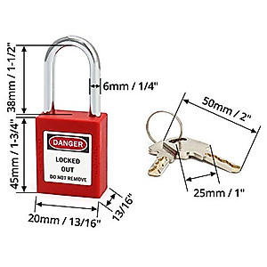 QWORK Red Lockout Tagout Safety Padlock, 2 Padlocks with 4 Keys