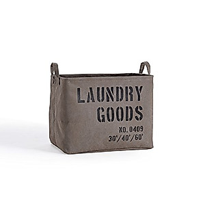 Danya B. LY117 Decorative Canvas Laundry Basket with Handles - Portable Collapsible Foldable Clothes Hamper - Khaki Green