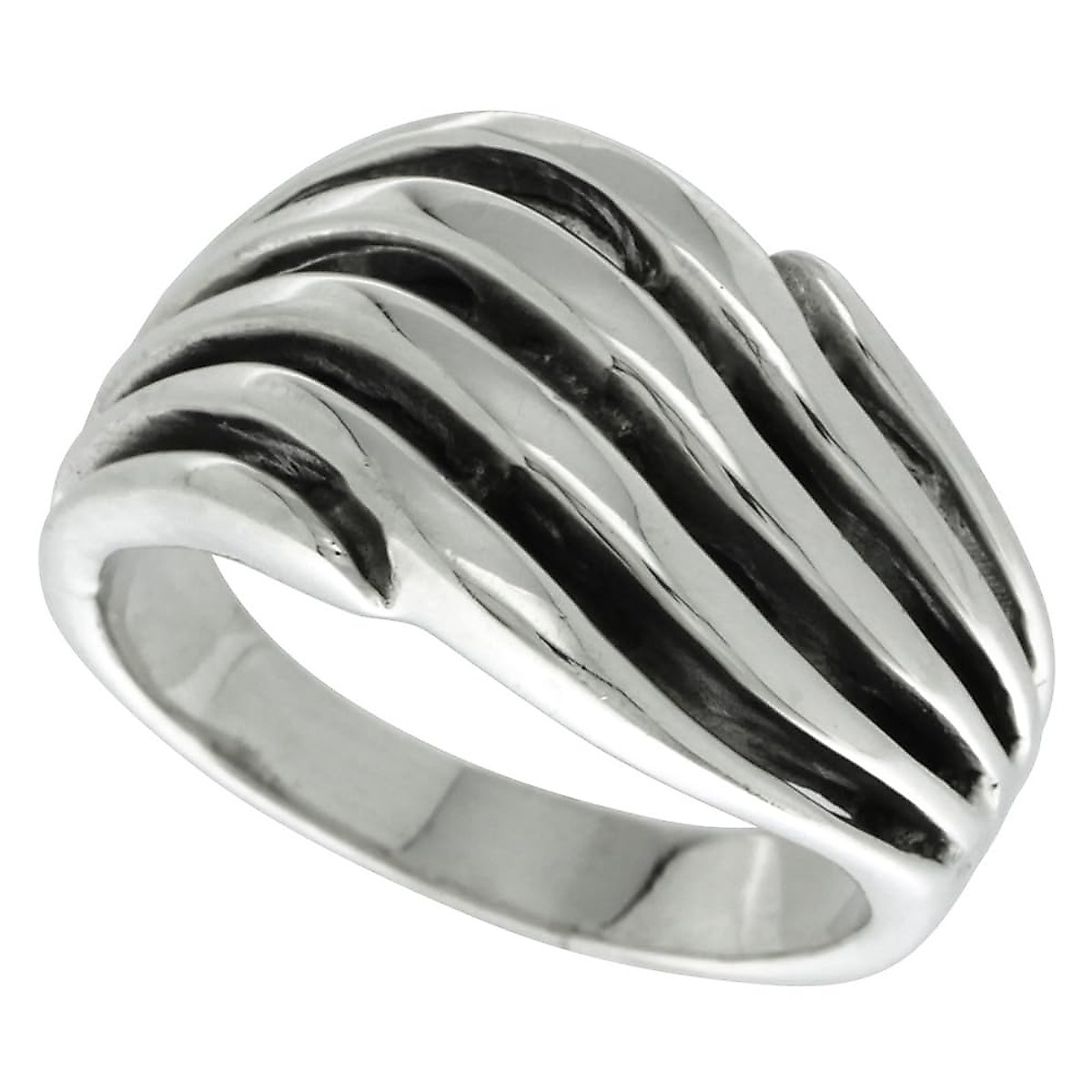 Sterling Silver Scalloped Dome Ring 5/8 inch wide size 7.5