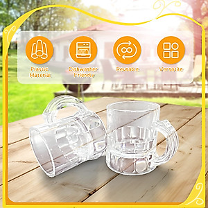 Irrmshr 30 Pcs Mini Plastic Beer Mugs,1 oz Clear Plastic Beer Glasses,Shot Glasses with Handles,Reusable Beer Stein Tasting Glasses Whiskey Juice Cups for Drinking Beer Festival Party BBQ