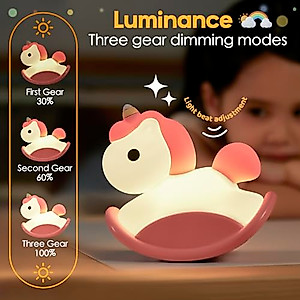 GZOKMOG Night Light for Kids, Touch Control Dimmable Baby Light, Cute Silicone Stress Relief Lamp for Kids, Gift for Girls and Boys (Pink)