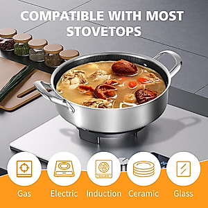 Toutrop Stainless Steel Saute Pan 12 inch Deep Frying Pan,6 Quarts Nonstick Skillet Large Sauté Pan with Lid,PFOA Free Cookware,Induction Compatible Chef Cooking Pan,Dishwasher & Oven Safe