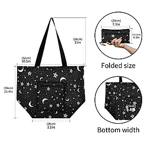 ALAZA Night Sky with Stars and Moons Foldable Shoulder Bag Recycle Shopping Bags