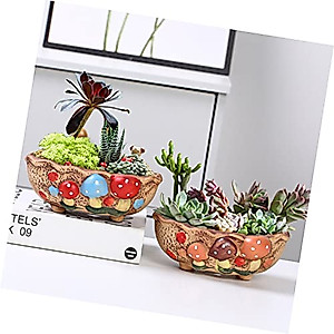 Yardenfun for Flower Decorative Mushroom Planter Vase Outdoor Pots Garden Painting Hole Style Pot Bonsai Ceramic Plants Balcony Painted Small Cactus Adorable Succulent Indoor Succulents