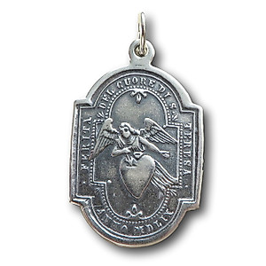 Rosa Mystica St Teresa of Avila/Angel Religious Medal - Patron of Sick People - Antique Replica (18" Sterling Delicate Chain)