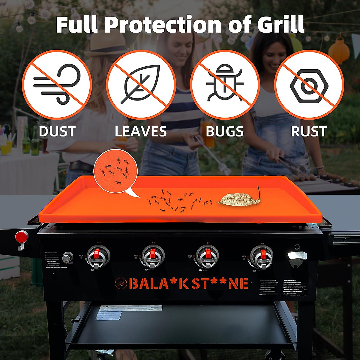 Hbaxbm 28 in Griddle Mat Silicone Full Coverage for Blackstone 28 Inch - Heavy Duty Food Grade Grill Protect Your from Dirt & Rust Silver