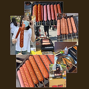 Asixxsix Cast Iron Sausage Pan, Nonstick 8 Grids Sausage Grilling Pan Smokeless BBQ Grilling Pan Hot Dog Pan for Stove Top Pre Seasoned Square Grill Pan for Turkey Sausages, Hot