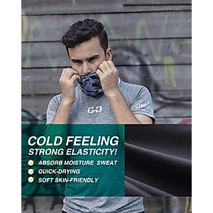 Sun Protection Cool Milk Silk Fabric Camo Black Outdoor Face Mask, UV Dust Wind Protection Face Neck Gaiter Headwear for Motorcycle Hiking Cycling Ski Snowboard Fishing Running Workout