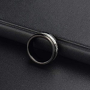 Daesar Tungsten Ring Black Engagement Ring 8MM Meteorite Black Silver Ring Size 7