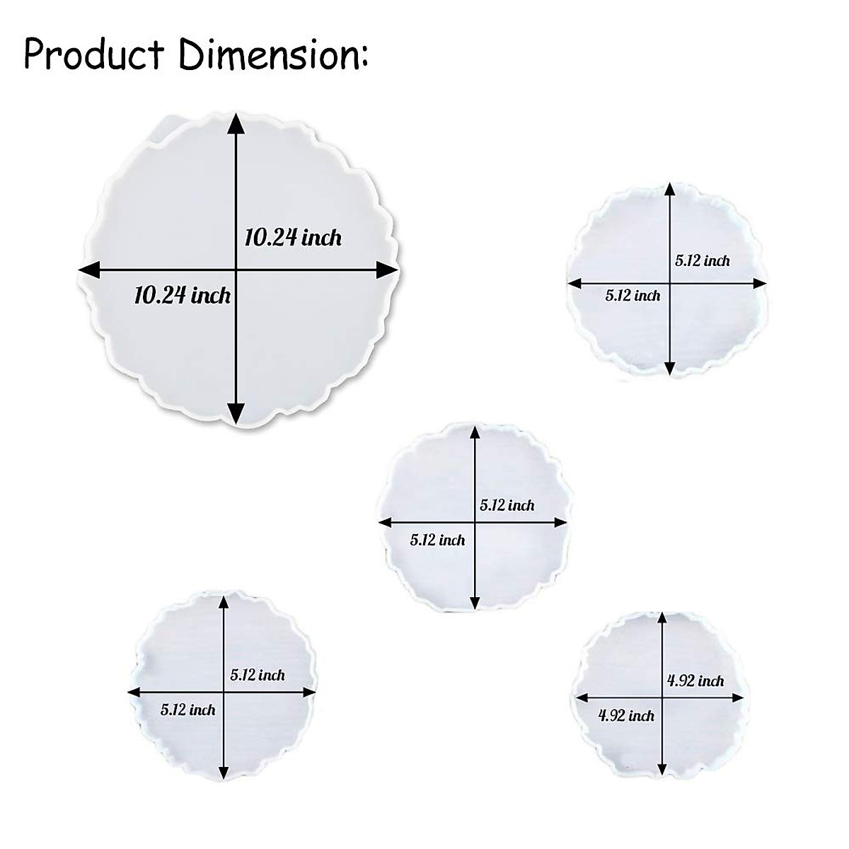 ResinWorld Silicone Resin Molds, 1 Pcs 10 inches Large Resin Tray Mold + 4 Pack 5 inches Geode Agate Coaster Molds, Geode Tray Molds, Tray and Coaster Geode Epoxy Molds Set 5 Pack