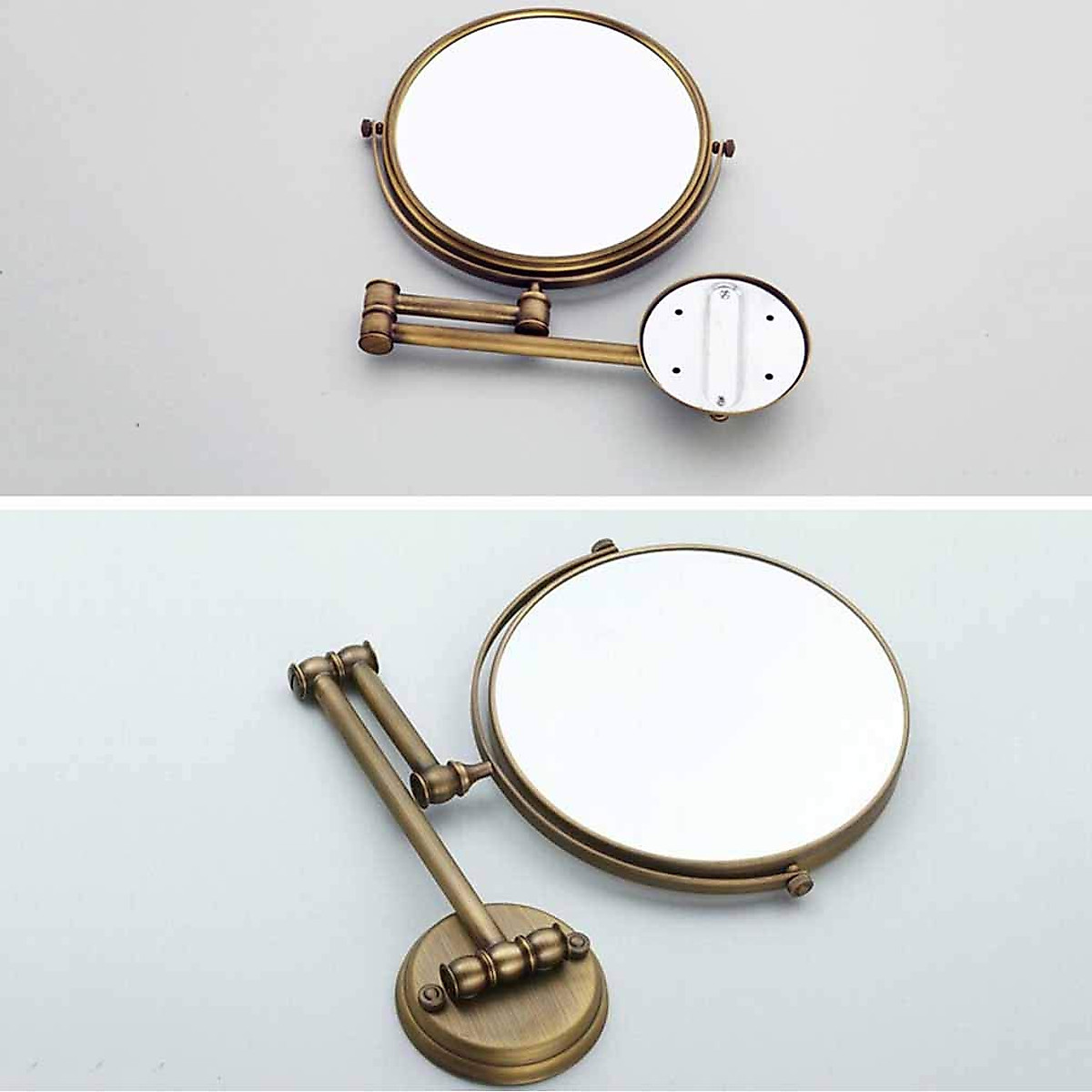 KARAOT Wall-Mounted Makeup Mirror, Shaving Mirror 3X Magnification, Normal Double-Sided Round Bathroom Vanity Mirror Swivel, Extendable and Folding, 360° Free Rotation, for Shaving, Makeup