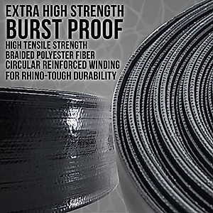 U.S. Pool Supply Black Rhino 2" x 25' Pool Backwash Hose with Hose Clamp - Extra Heavy Duty Superior Strength, Thick 1.2mm (47 mils) - Weather Burst Resistant - Drain Clean Swimming Pools and Filters