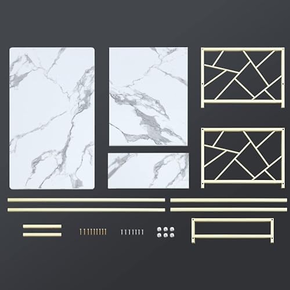 MKJLWO White Coffee Tables for Living Room, Square Marble Gold Coffee Table 2-Tier Storage Modern Center Table White Home Furniture Office Decor 43×21in