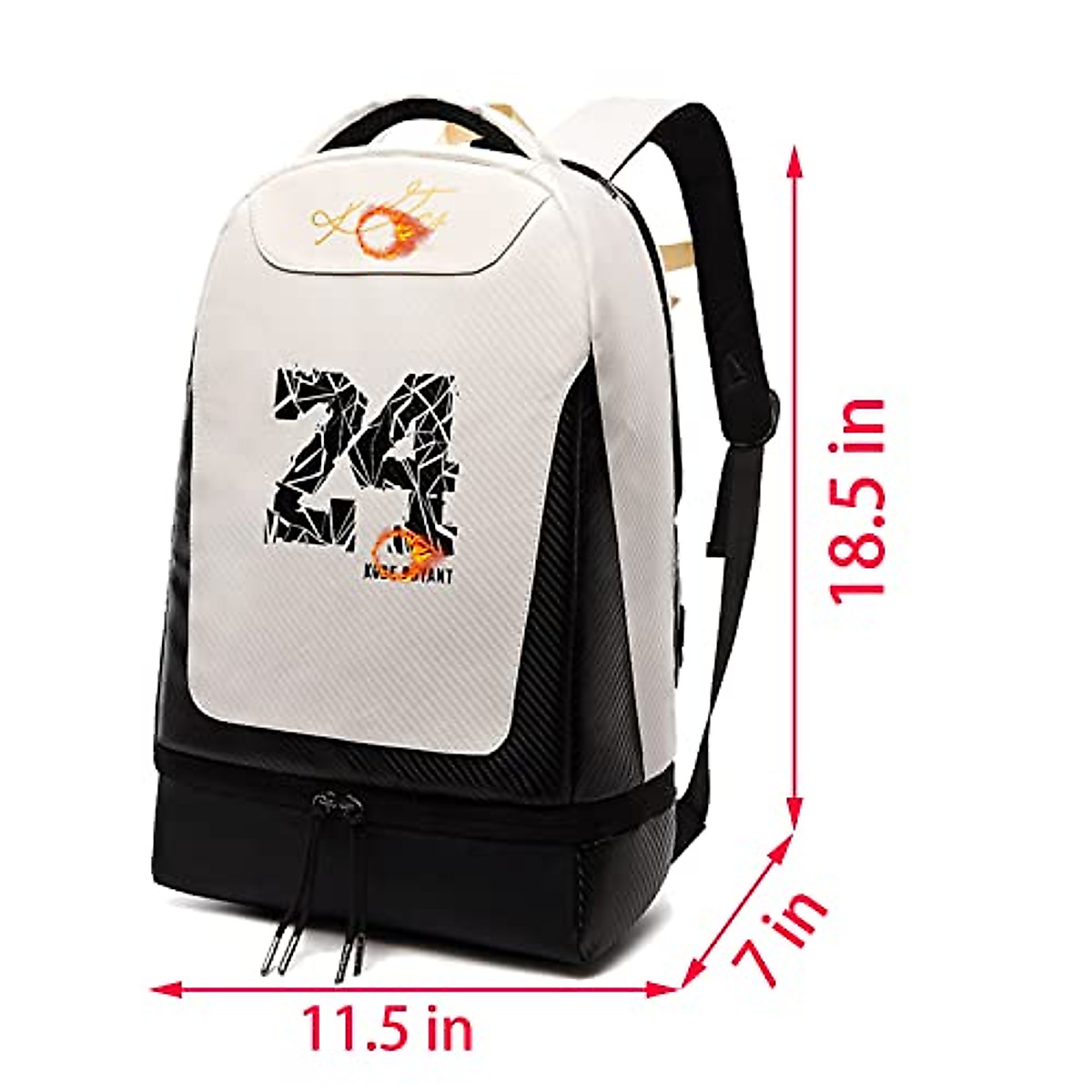 Basketball Superstar 24 Backpack. Personalized Signature Edition Casual Large Capacity Sports Bag Jersey Color