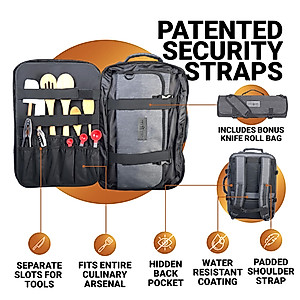 Chef Knife Bag Backpack Set with Knife Roll | Knife Case with 40+ Pockets for Knives and Culinary Tools | Great Knife Bag for Chefs & Culinary Students | Knives & Tools Not Included