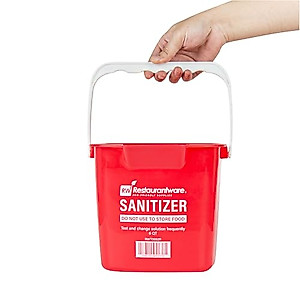 Restaurantware RW Clean 6 Quart Cleaning Bucket 1 Detergent Square Bucket - With Measurements Built-In Spout And Handle Red Plastic Utility Bucket For Home Or Commercial Use
