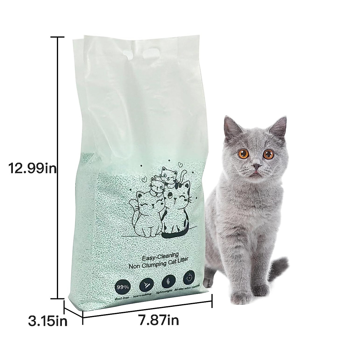 Peterest Premium Cat Litter, 99.9% Dust Free,Low Tracking Silicone Cat Litter with Superior Odor Control,Lightweight,Strongly Absorbent,Hard Clumping,Non Sticky Claws, 8.8 Pounds Total (2-Pack)
