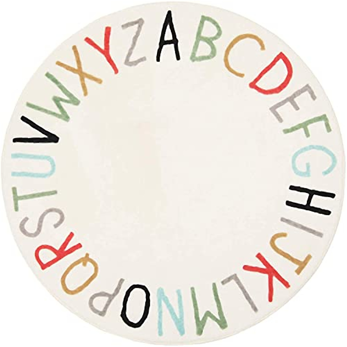 Topotdor Rainbow Round Kids Play Rug Alphabet Nursery Area Rug Extra Large Soft Crawling Play Mat for Children Toddlers Bedroom (71 inch, Multi Color)