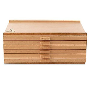 7 Elements 6 Drawer Wooden Artist Storage Supply Box for Pastels, Pencils, Pens, Markers, Brushes and Tools